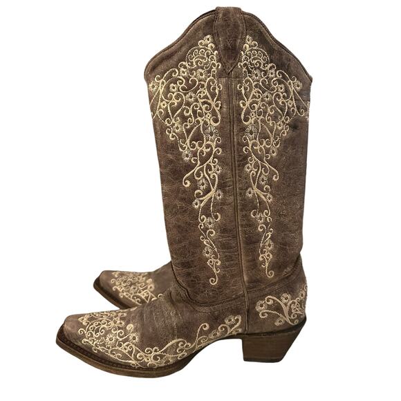 Corral | Shoes | Corral A94 Floral Embroidered Western Boots Bone Color ...